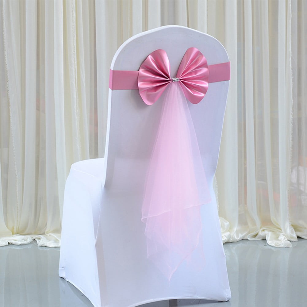 10Pcs Stretch Satin Chair Sashes Bows Chair Bands Decor for Hotel ...