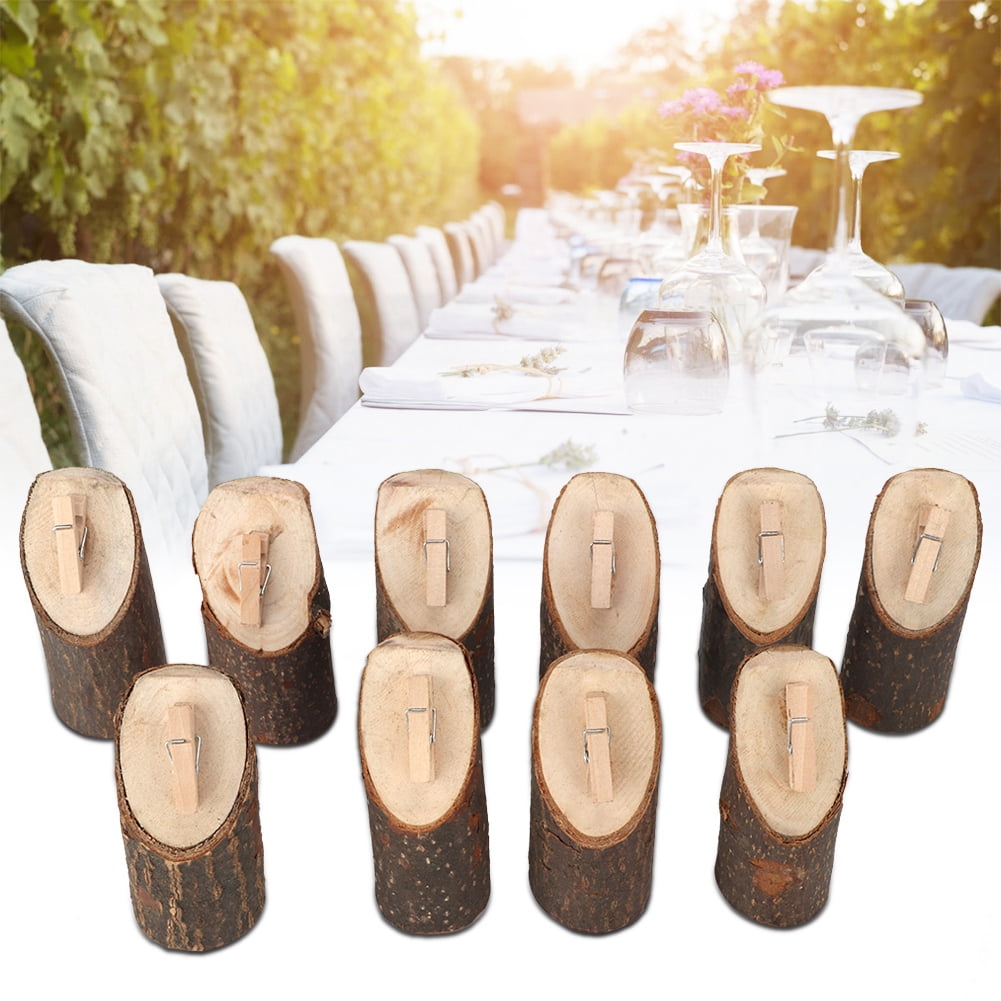 10Pcs Stump Shape Place Card Holder Stand Number Table Clip Card Holder ...