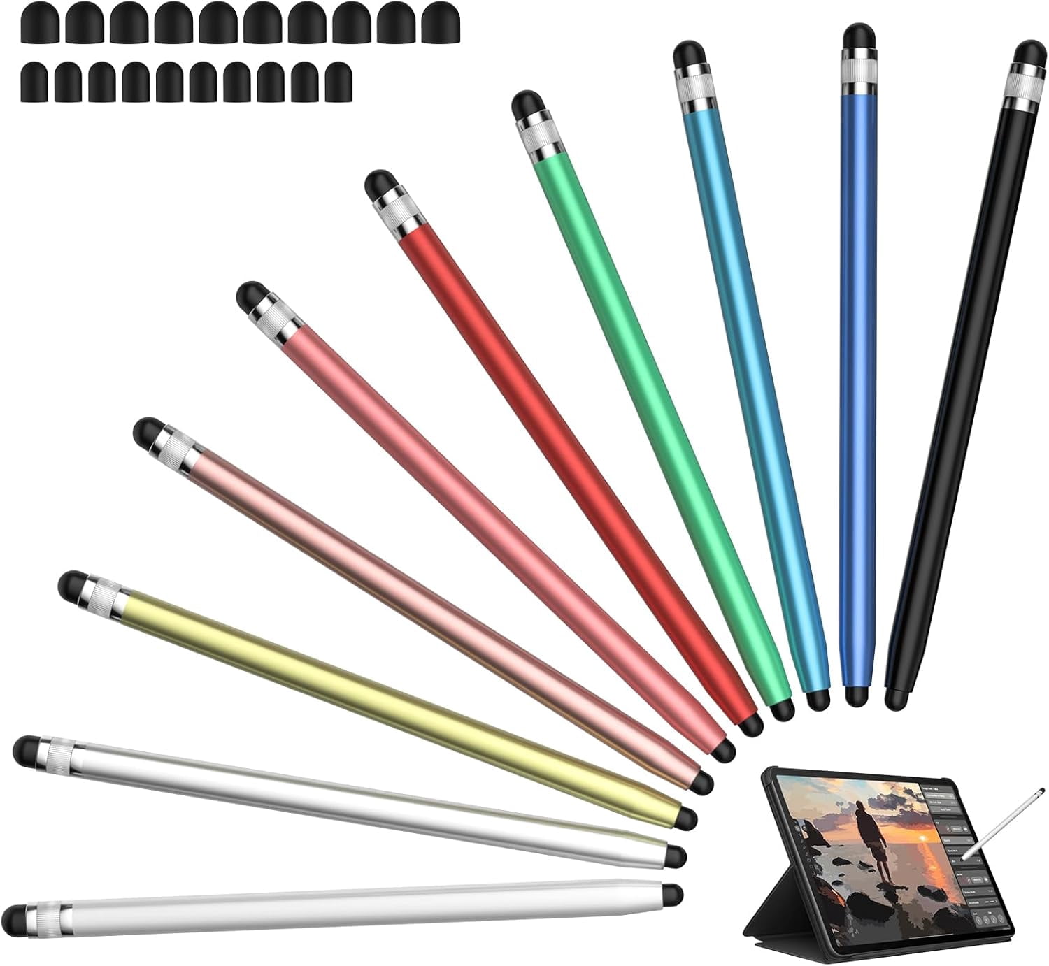 10Pcs Stylus Pen for Touchscreen, 2-in-1 High Precision and Sensitivity ...