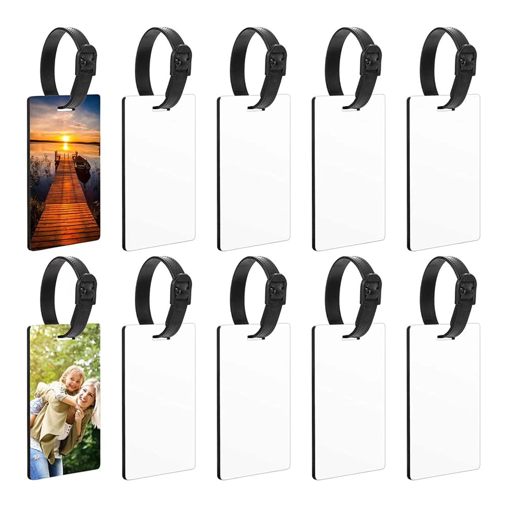 10Pcs Sublimation Blank Luggage Tags, White Blank MDF Suitcase Tags ...