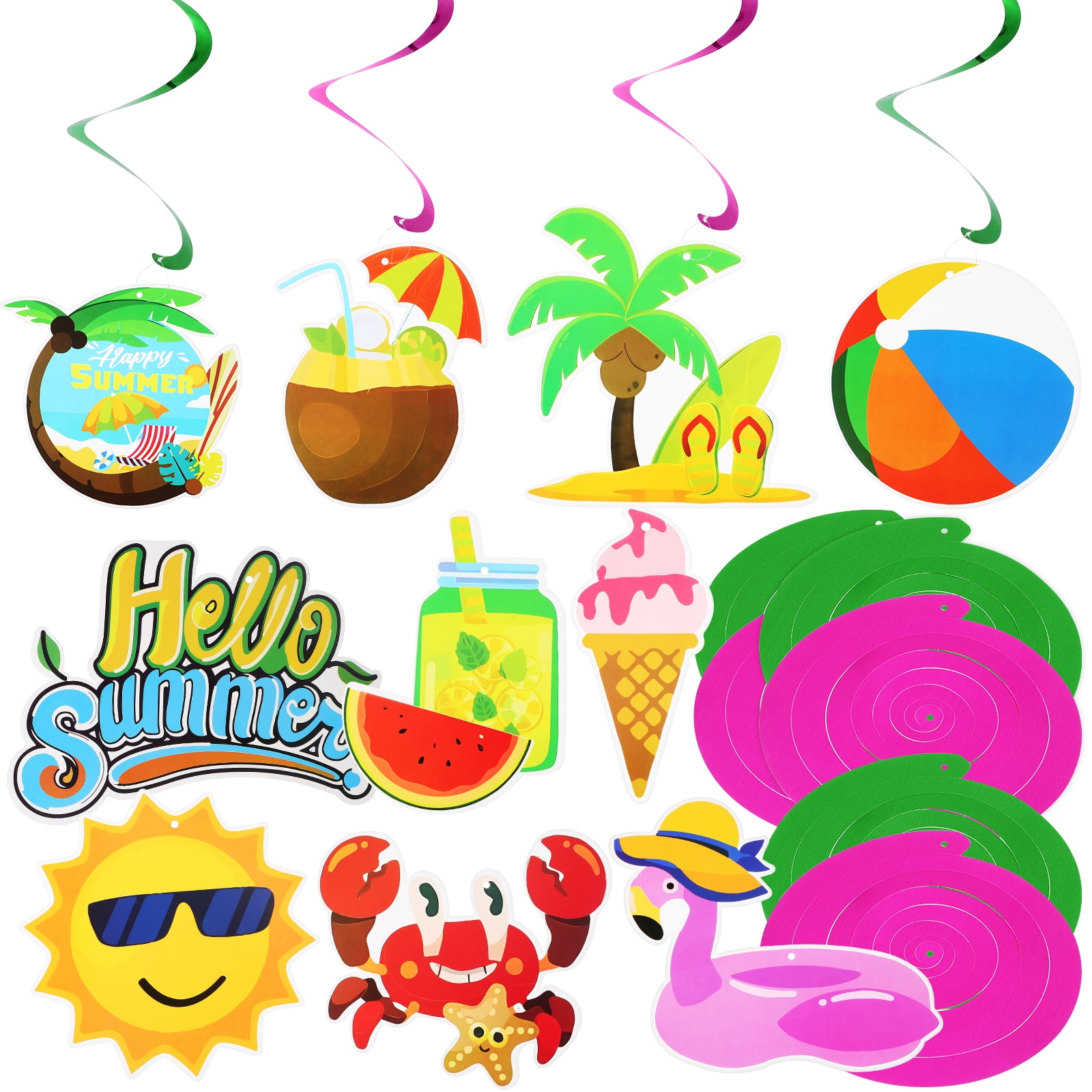 10Pcs Summer Party Decorations Summer Beach Pool Hanging Swirls ...