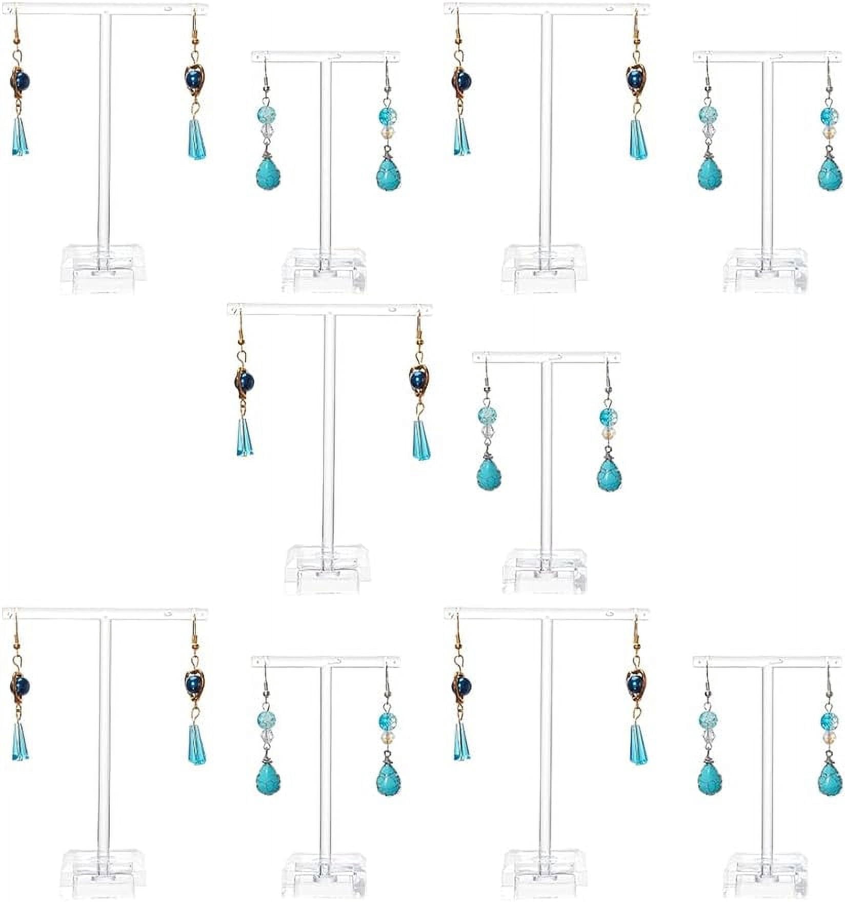 10Pcs T-Bar Acrylic Earrings Display Stands 3.86/4.65 inch Clear T ...
