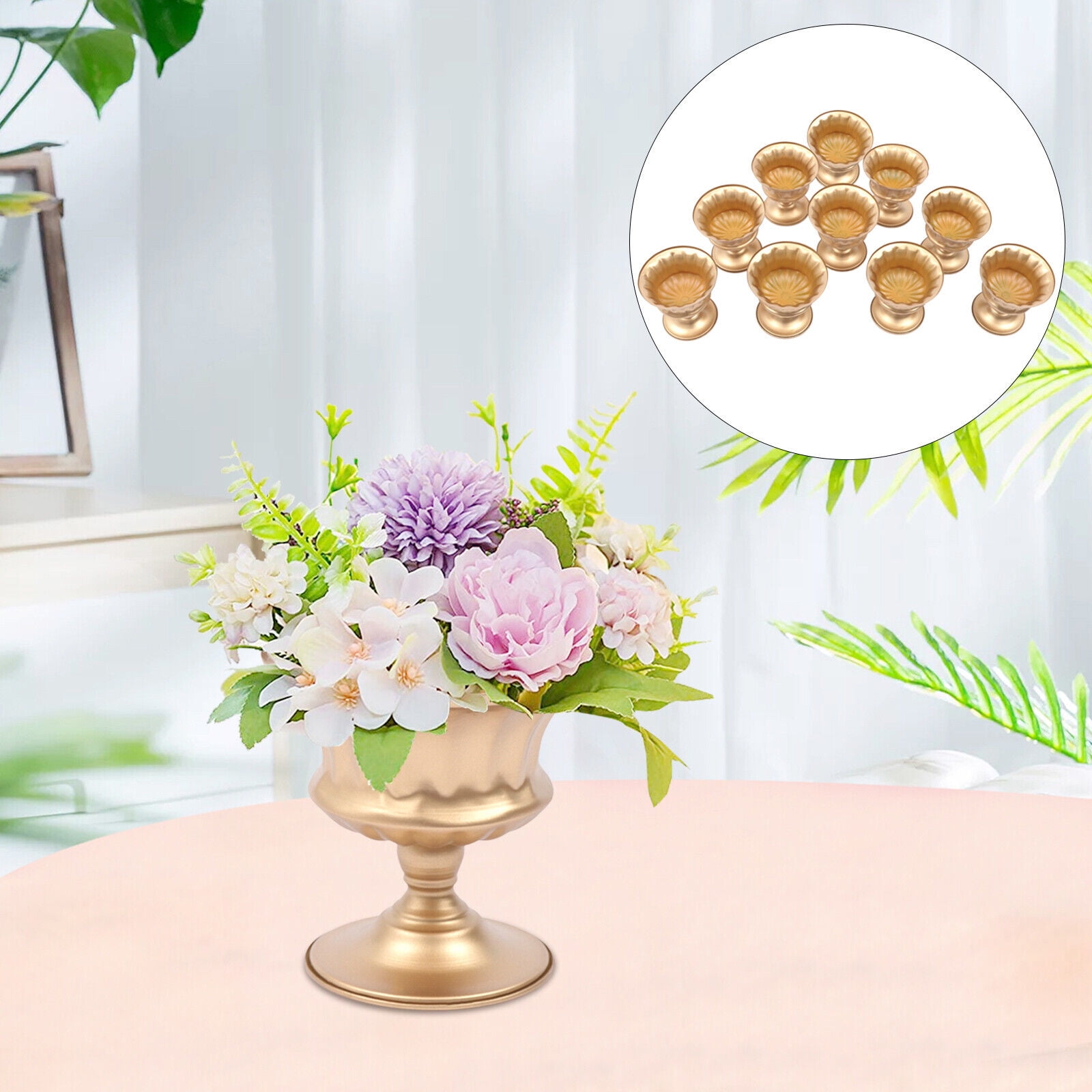10Pcs Tabletop Gold Iron Trumpet Shape Wedding Decorative Centerpieces ...