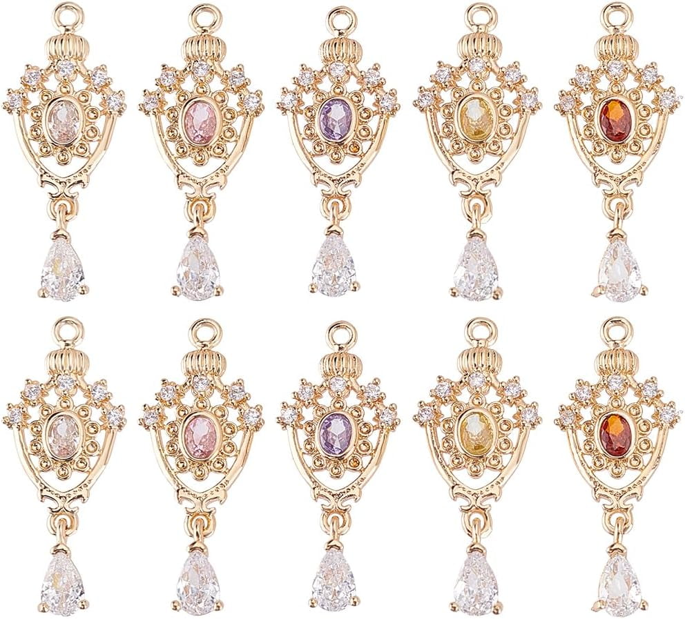10Pcs Teardrop Charms 5 Colors Micro Pave Cubic Zirconia Waterdrop ...