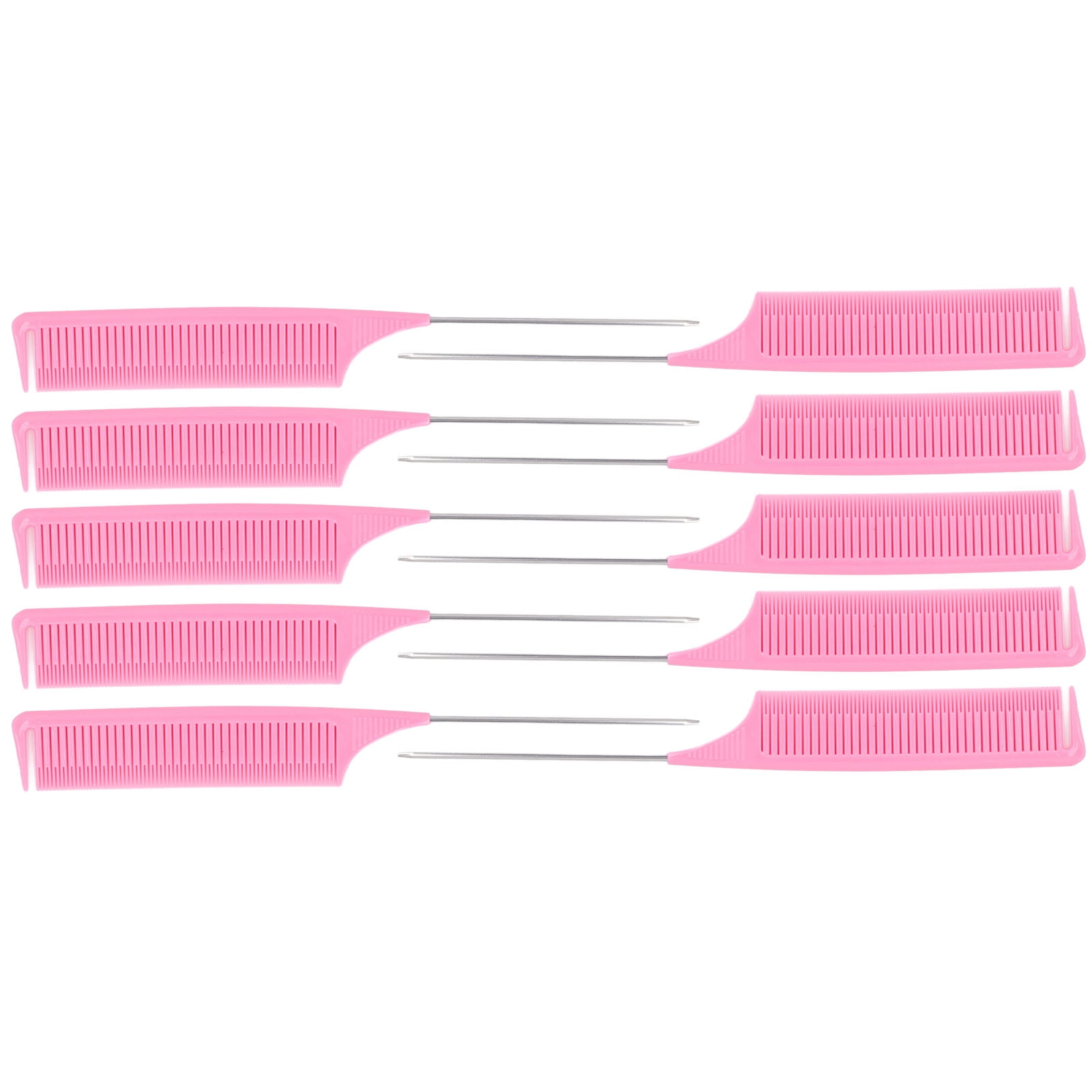 10pcs Teasing Combs Ergonomic Handle Durable Abs Smoothing Alloy Pin Hair Parting Combs For