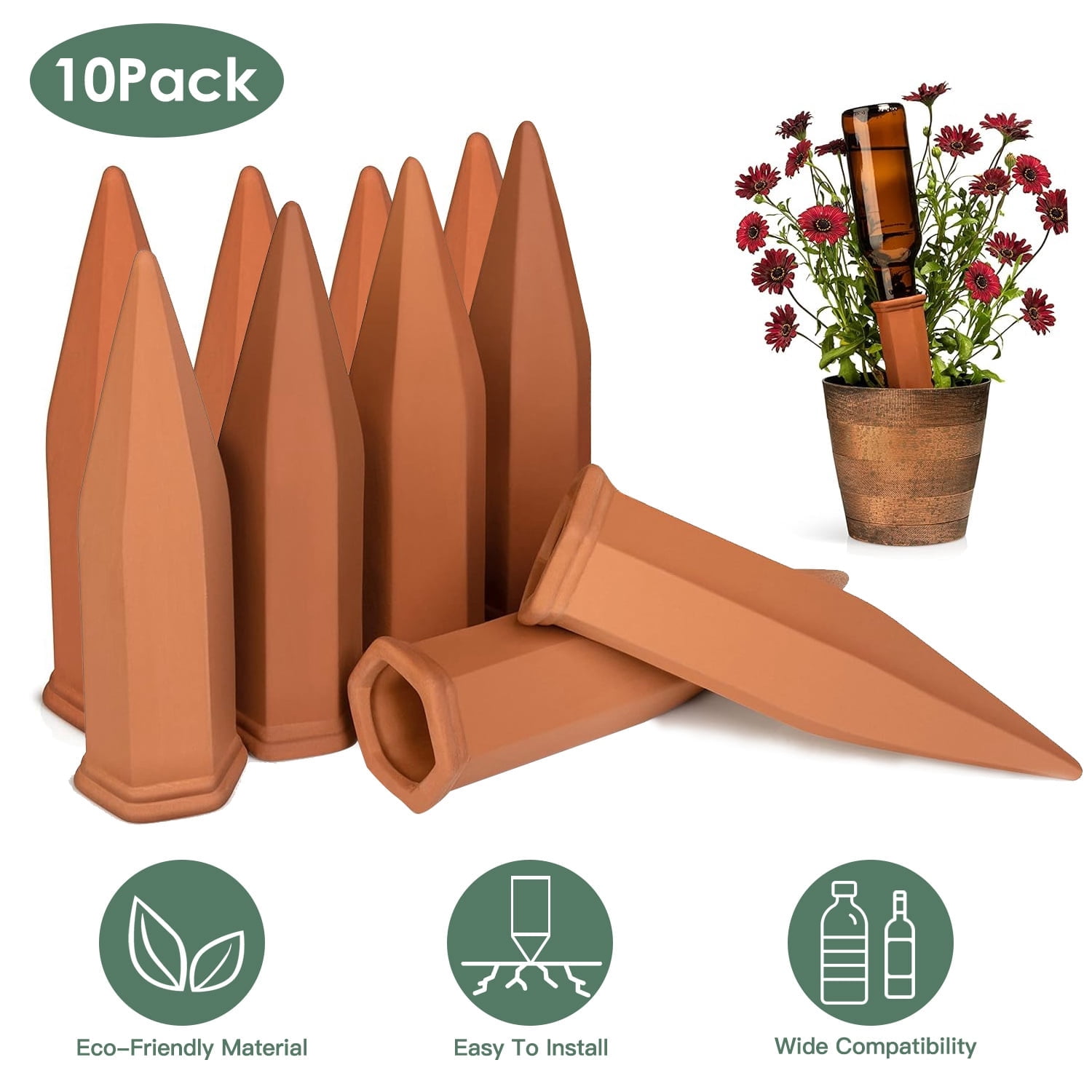 10Pcs Terracotta Plants Watering Spikes, Auto Plant Waterer Slow ...