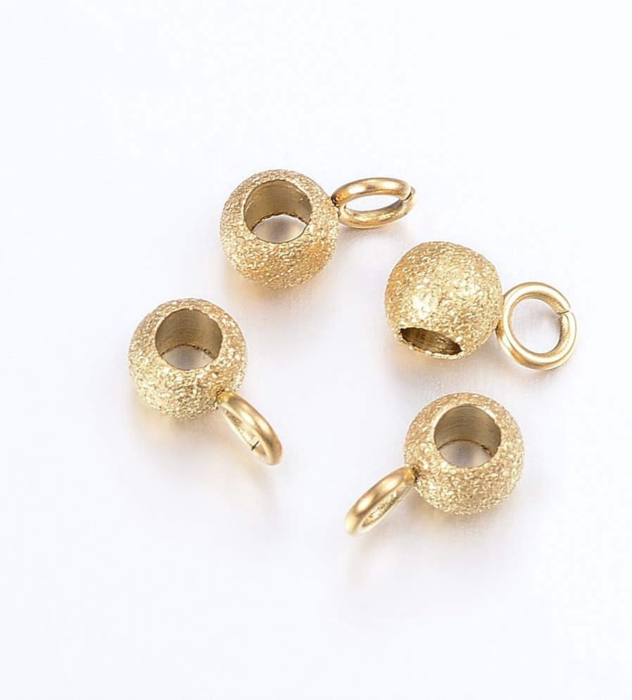 10Pcs Textured 304 Stainless Steel Tube Bails Loop Bails Rondelle Bail ...