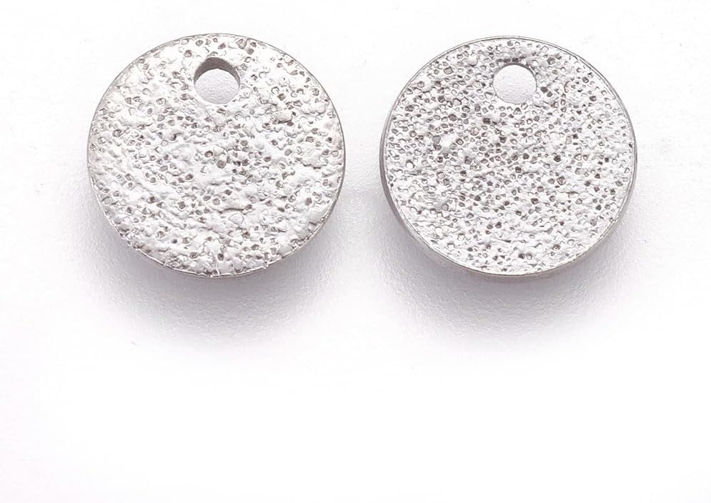 10Pcs Textured Flat Round With Bumpy Charms - 304 Stainless Steel Metal ...