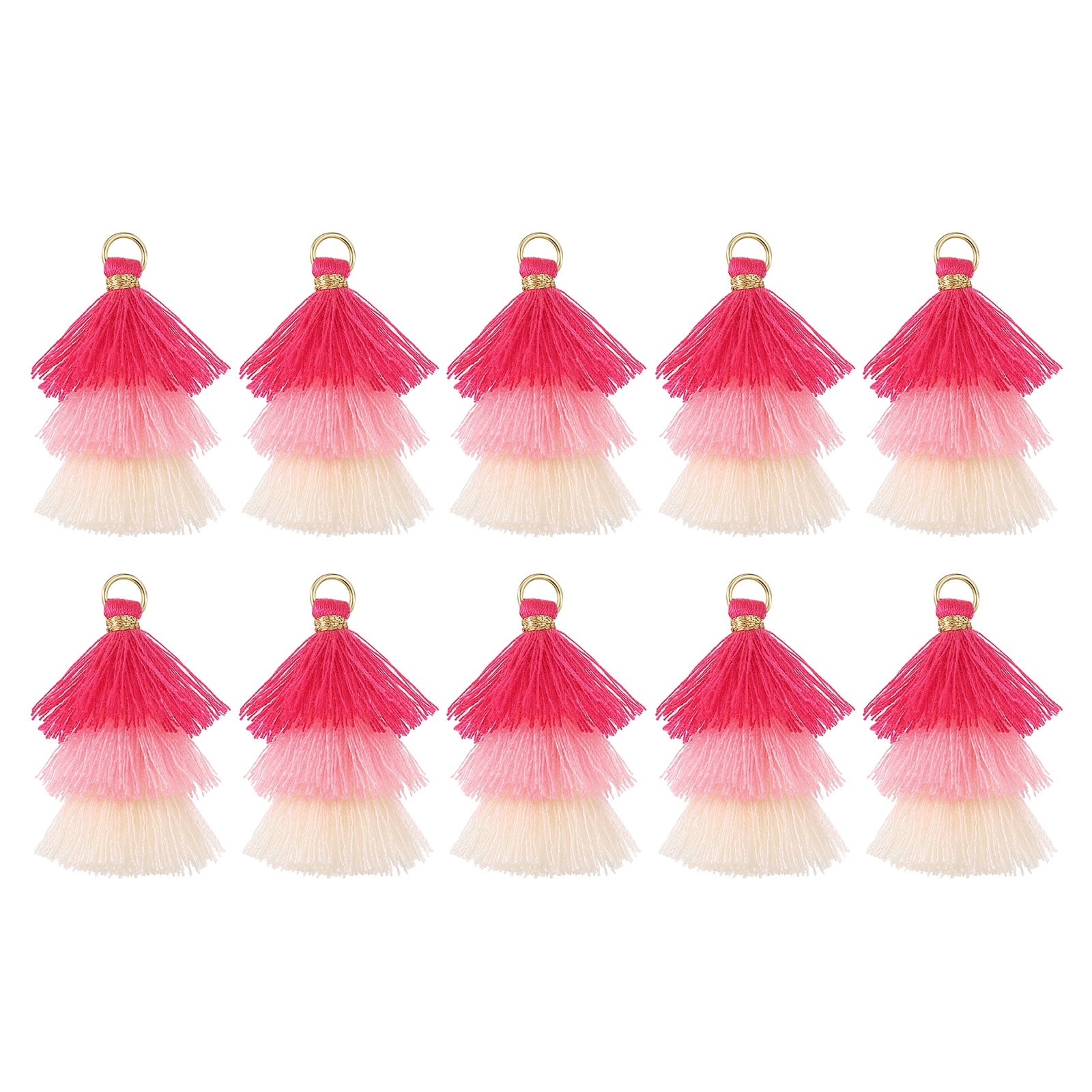 10Pcs Tiny Tri-Layered Tassels 1.6" Mini Tassel Bag Charm Bohemian ...