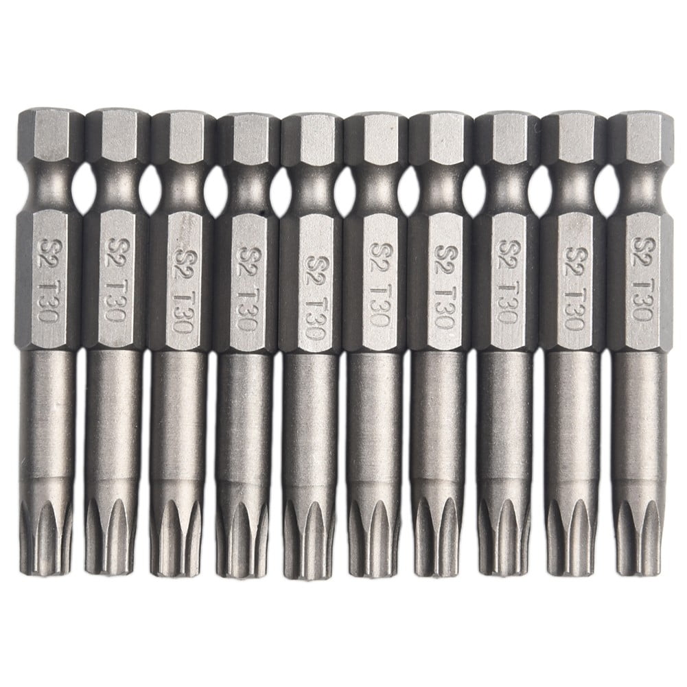 10Pcs Torx Bits Set 50mm Magnetic Tamper Resistant Star Bits T30 Screwdrivers Wrench Drill Bit ...