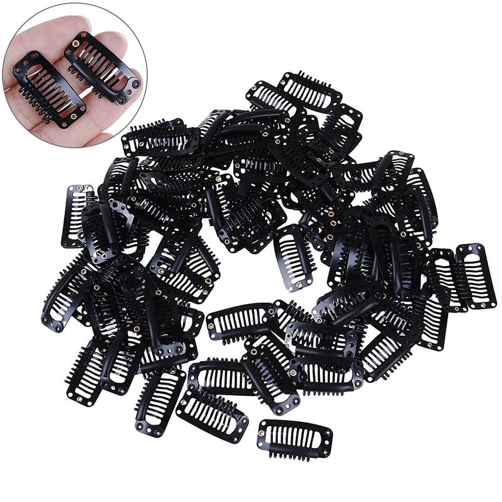 10Pcs Toupee Wig Clips Snap Clips W/ Rubber Back Hair Extension Black 9 ...