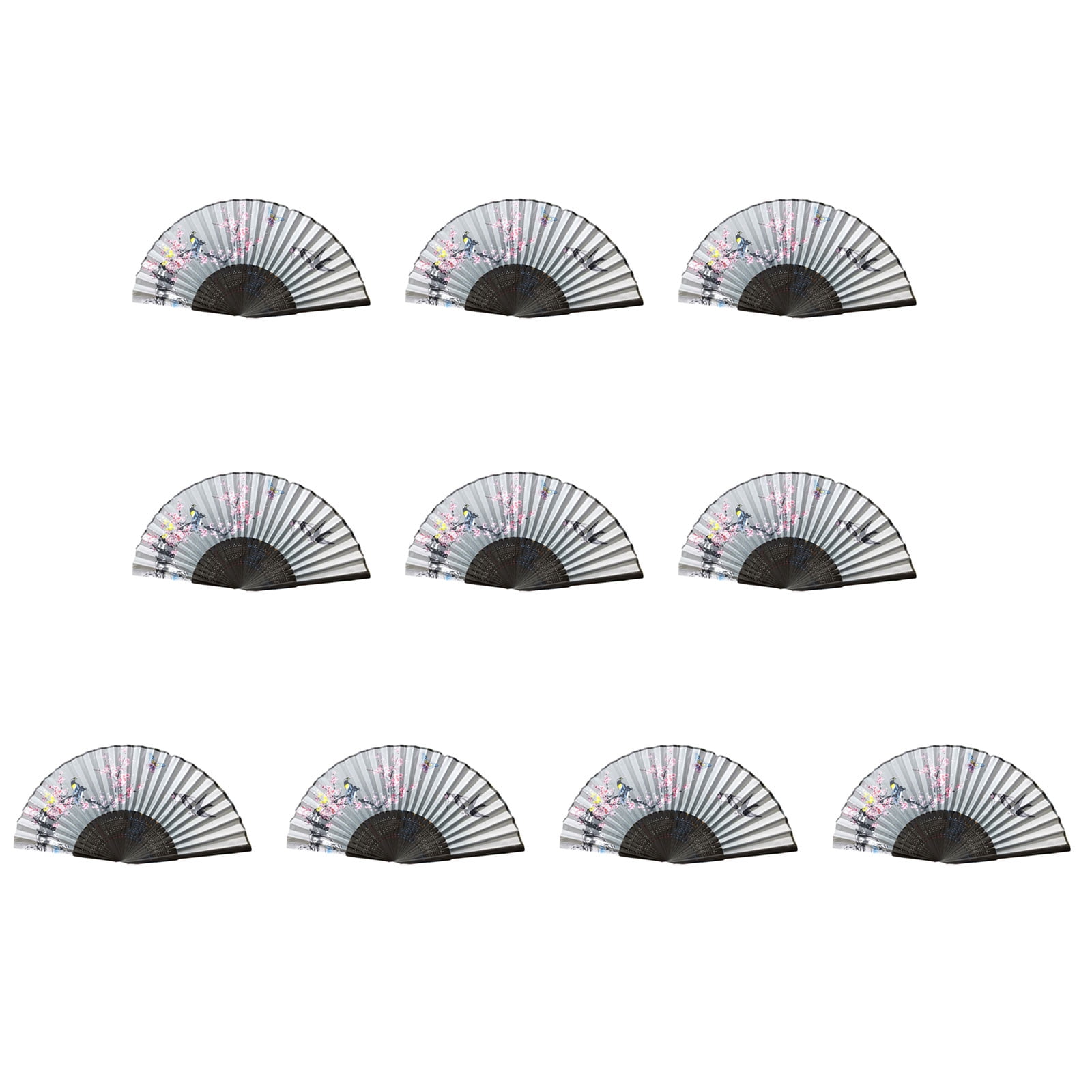 10Pcs Traditional Hand Fans With Delicate Patterns For Asian Themed ...