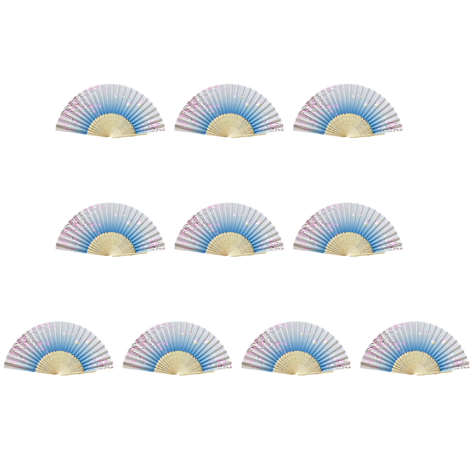 10Pcs Traditional Hand Fans With Delicate Patterns For Asian Themed ...