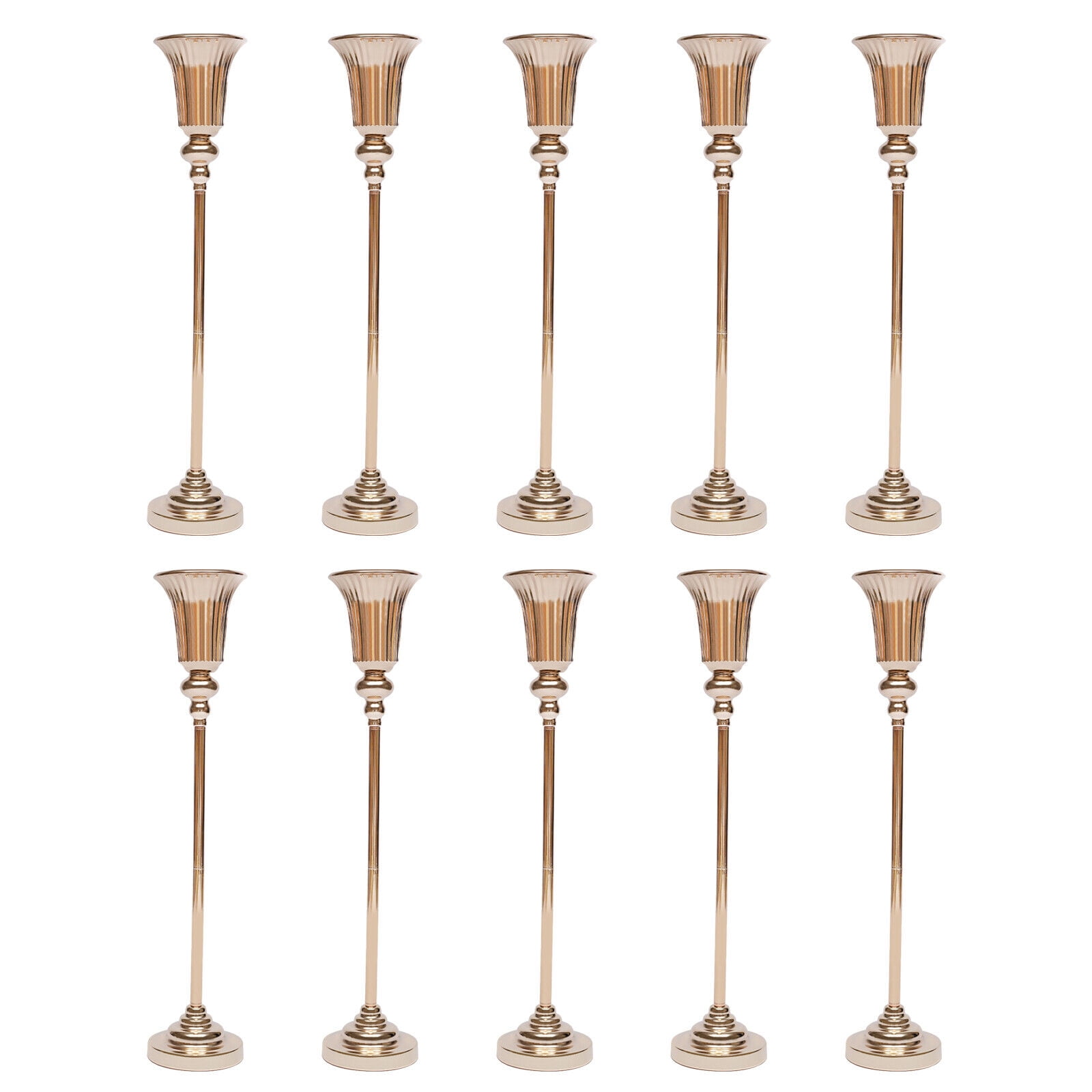 10Pcs Trumpet Vase Wedding Centerpiece Flower Stand Vintage Metal ...