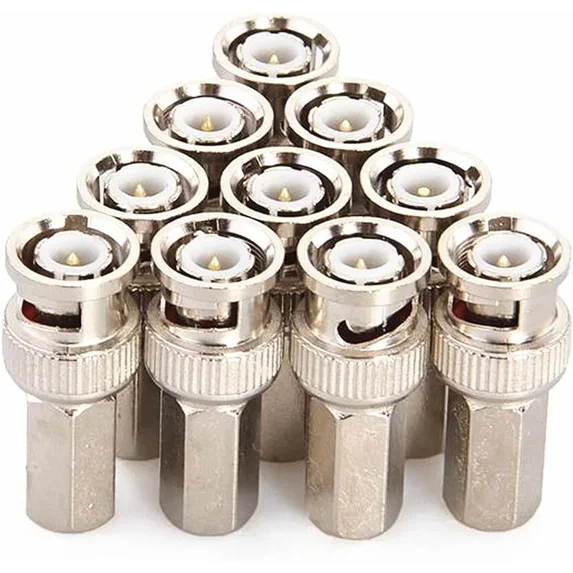 10Pcs Twist On Bnc Male Rg59 Connector For Cctv Security Cameras Coax ...