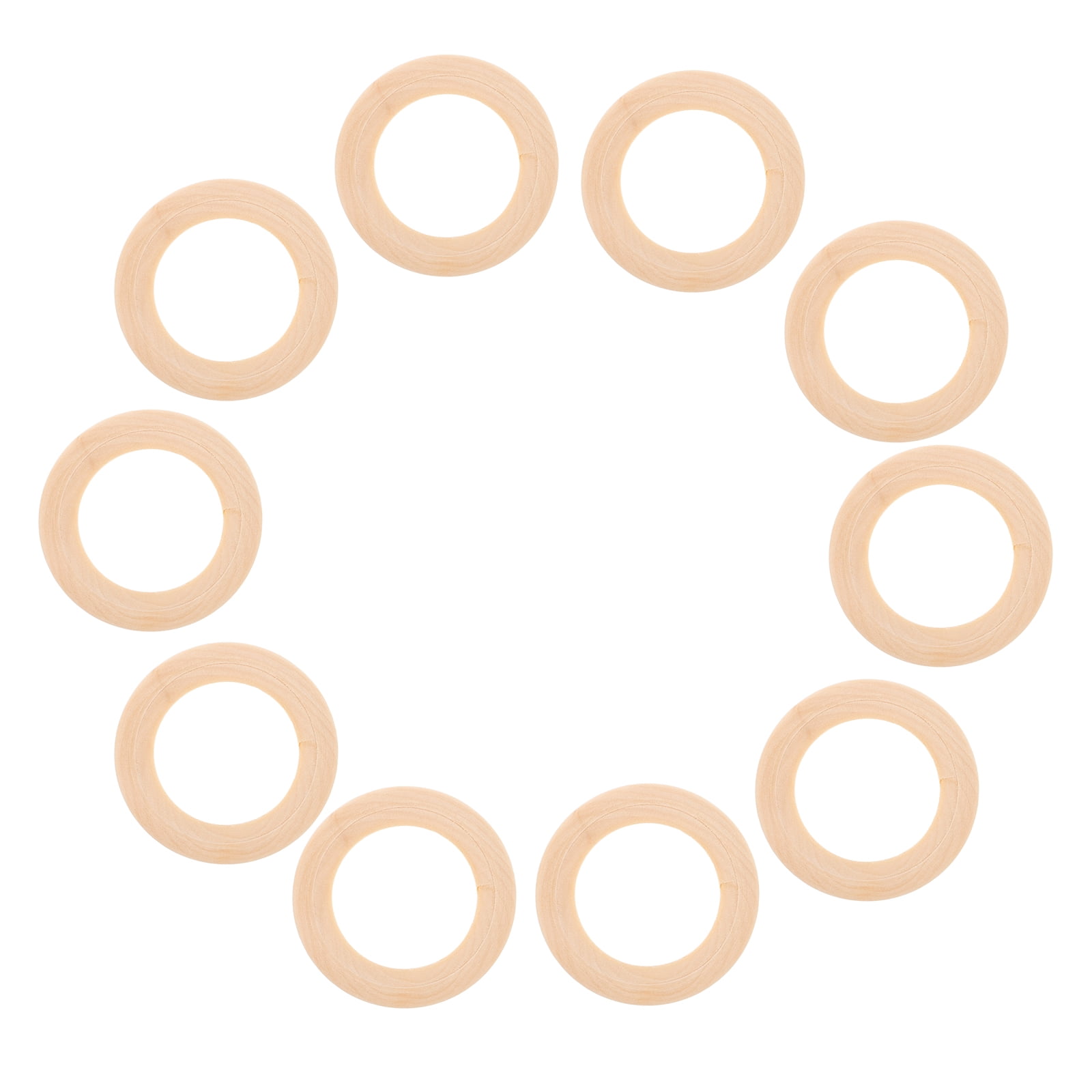 10Pcs Unfinished Wooden Rings for Craft Nature Solid Wood Rings for DIY ...