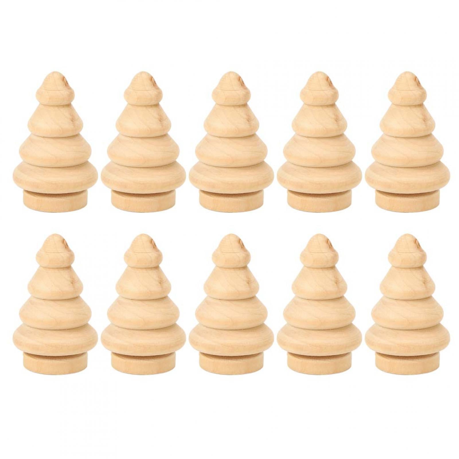 10Pcs Unfinished Wooden Tree for Children DIY Art Craft Painting Home ...