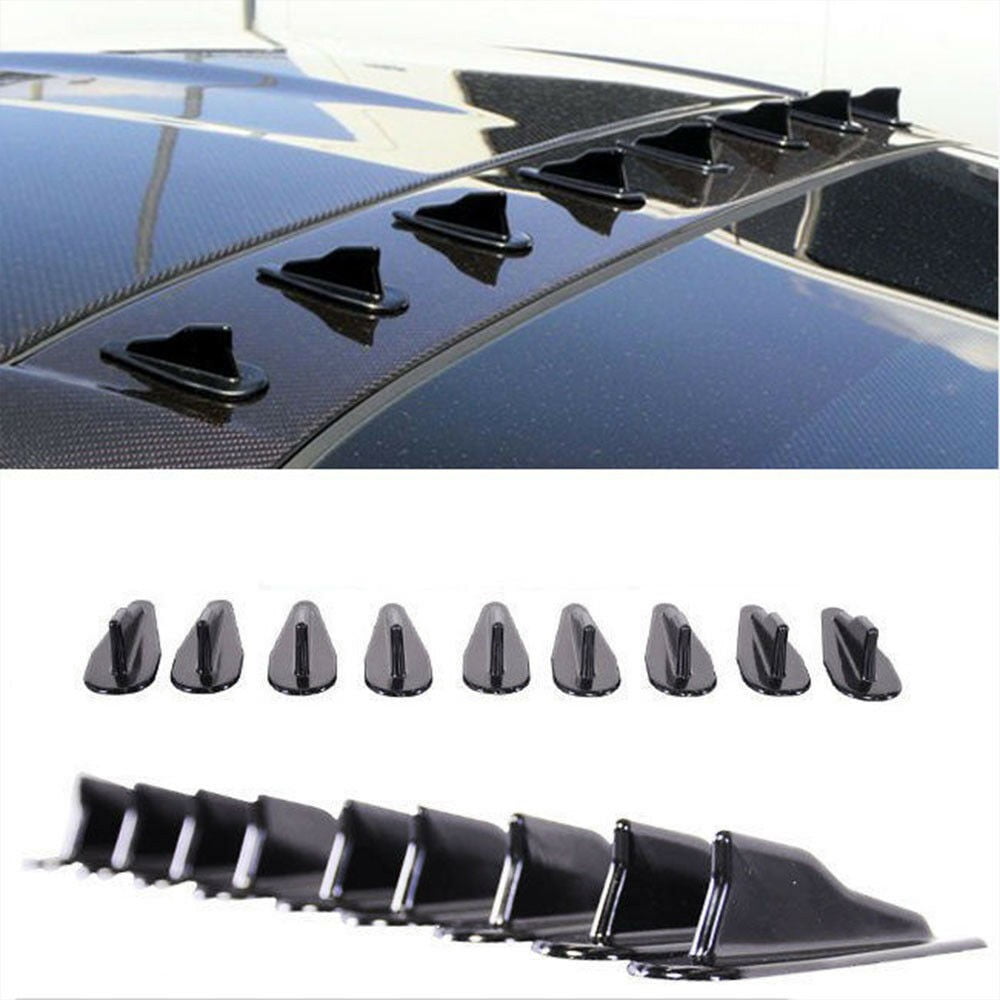10Pcs Universal PP EVO-Style SharkFins Spoiler Wing Kit Roof Vortex ...