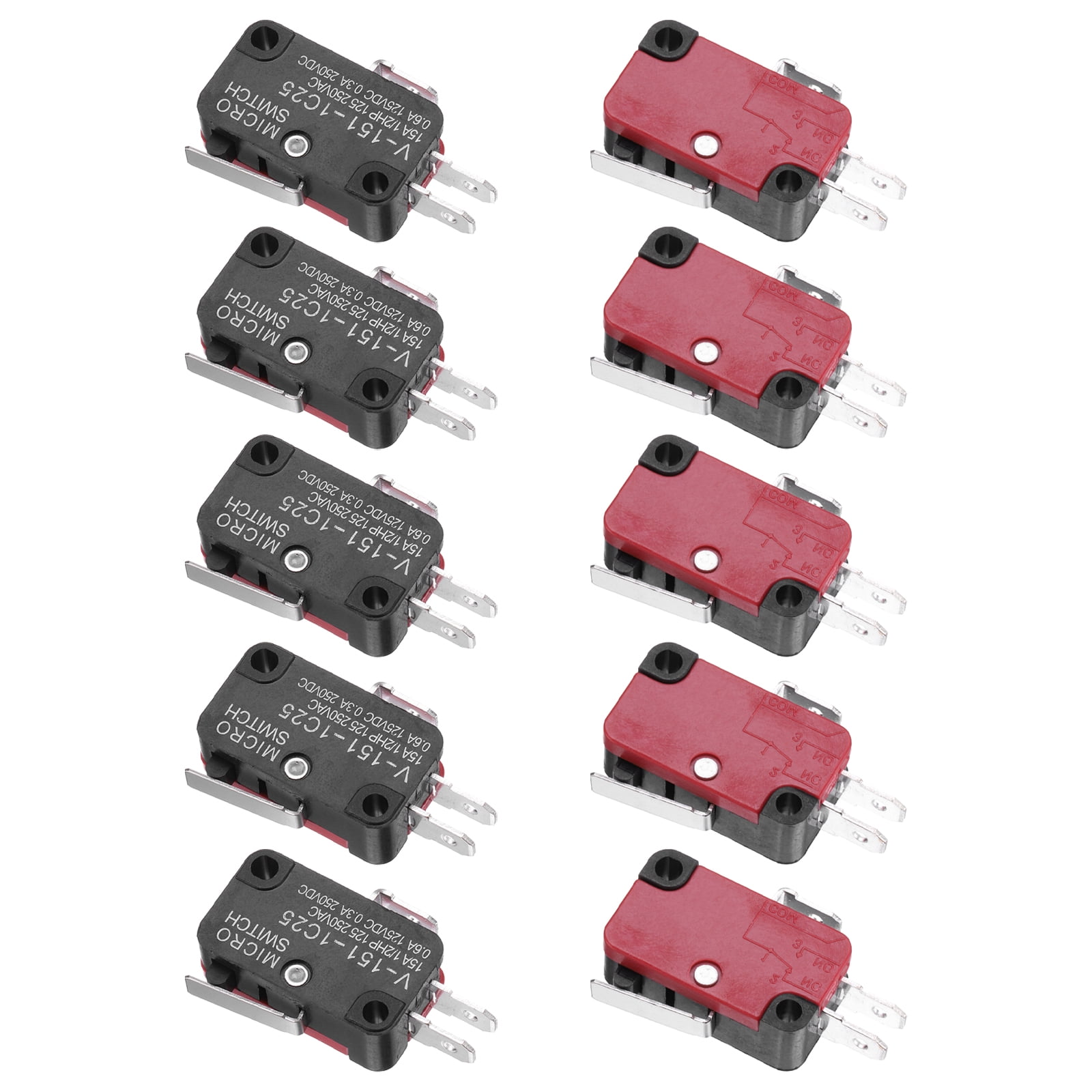 10Pcs V-151-1C25 1NO + 1NC Micro Limit Switch 15A 125/250VAC Waterproof Miniature Micro Switches ...