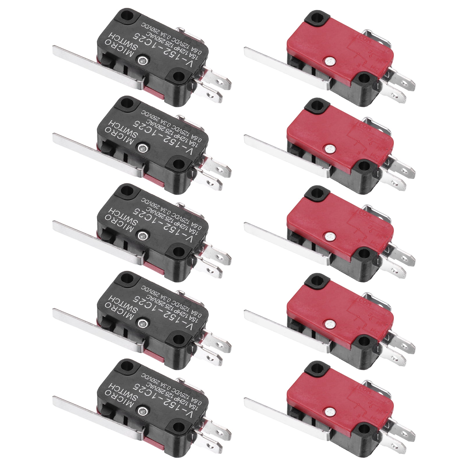 10Pcs V-152-1C25 1NO + 1NC Micro Limit Switch 15A 125/250VAC Waterproof Miniature Micro Switches ...