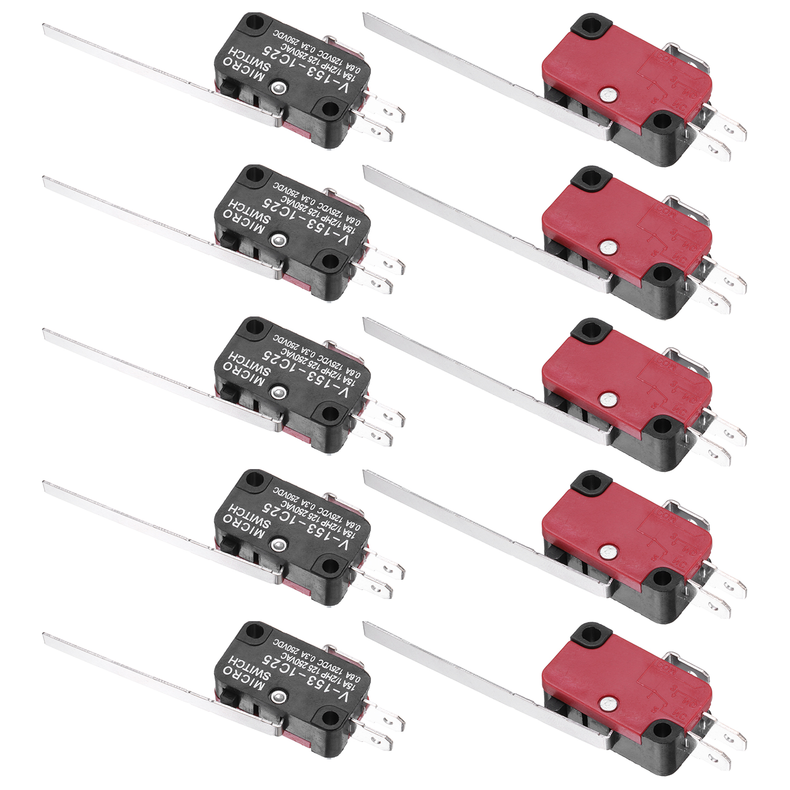 10Pcs V-153-1C25 1NO + 1NC Micro Limit Switch 15A 125/250VAC Waterproof Miniature Micro Switches ...