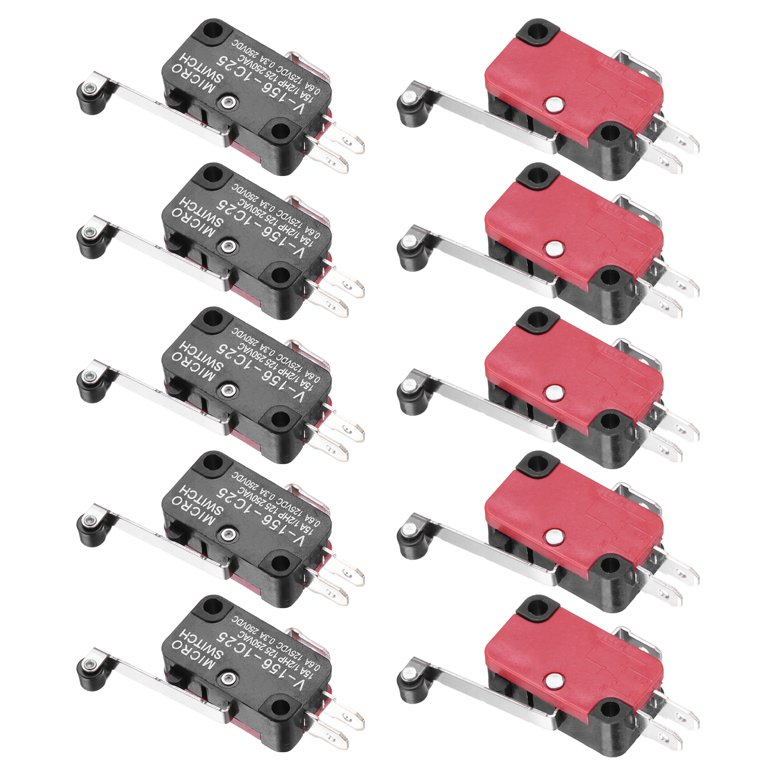 10Pcs V-156-1C25 1NO + 1NC Micro Limit Switch 15A 125/250VAC Waterproof Miniature Micro Switches ...