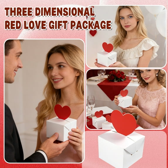10Pcs Valentine's Day Theme 3D Heart-shaped Candy Gift Box Foldable ...