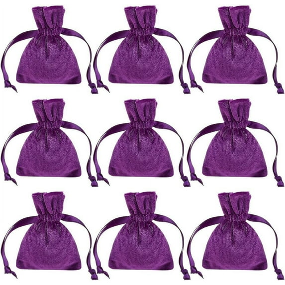 10Pcs Velvet Jewellery Bags 1.9x2.8 Inch Purple Drawstring Pouches ...