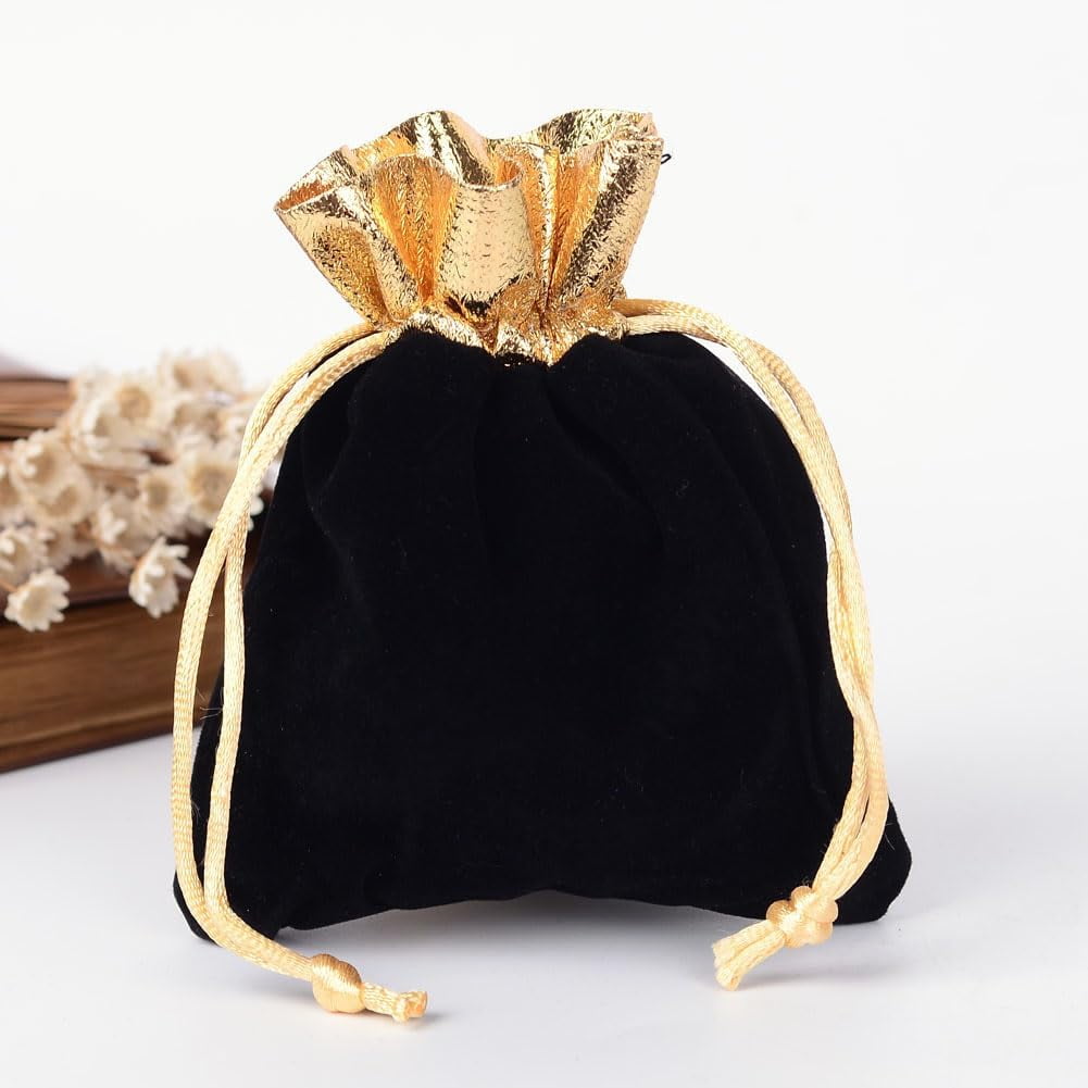 10Pcs Velvet Jewelry Bag Gift Packing Pouches Drawstring Black ...