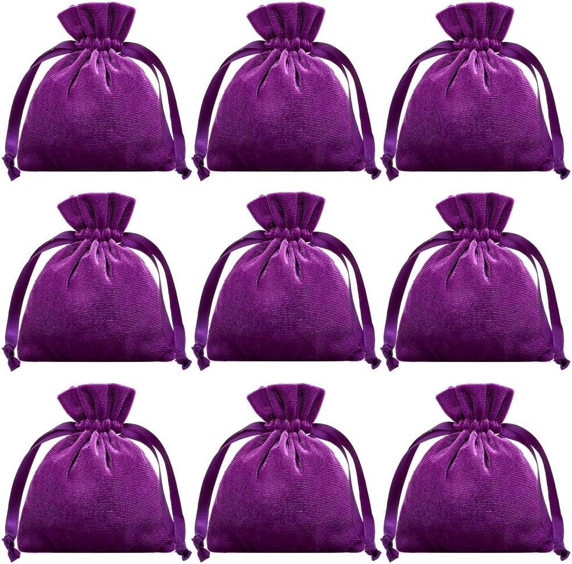 10Pcs Velvet Jewelry Pouches Super Soft 3.7x4.5 Inch Purple Drawstring ...
