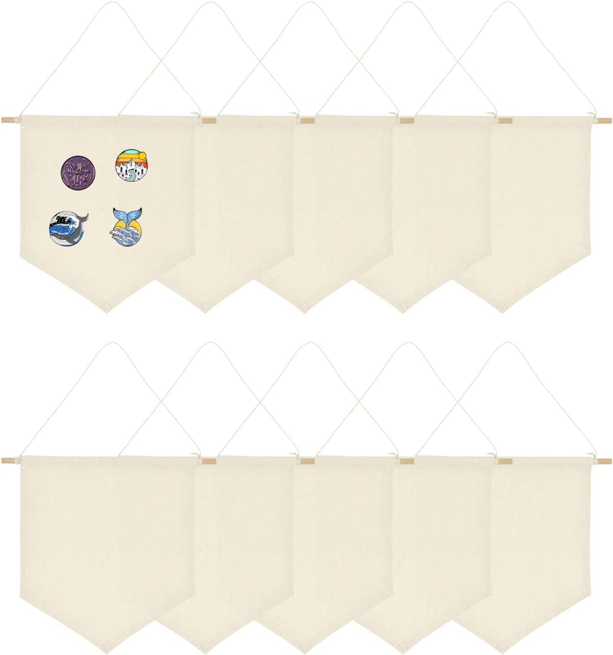 10Pcs Wall Display Banners, Blank Wall Canvas Banner with Wooden Dowel ...