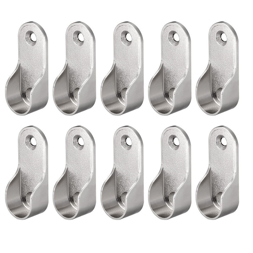 10Pcs Wardrobe Clothes Tube Support Closet Rod Pole End Bracket Holder ...