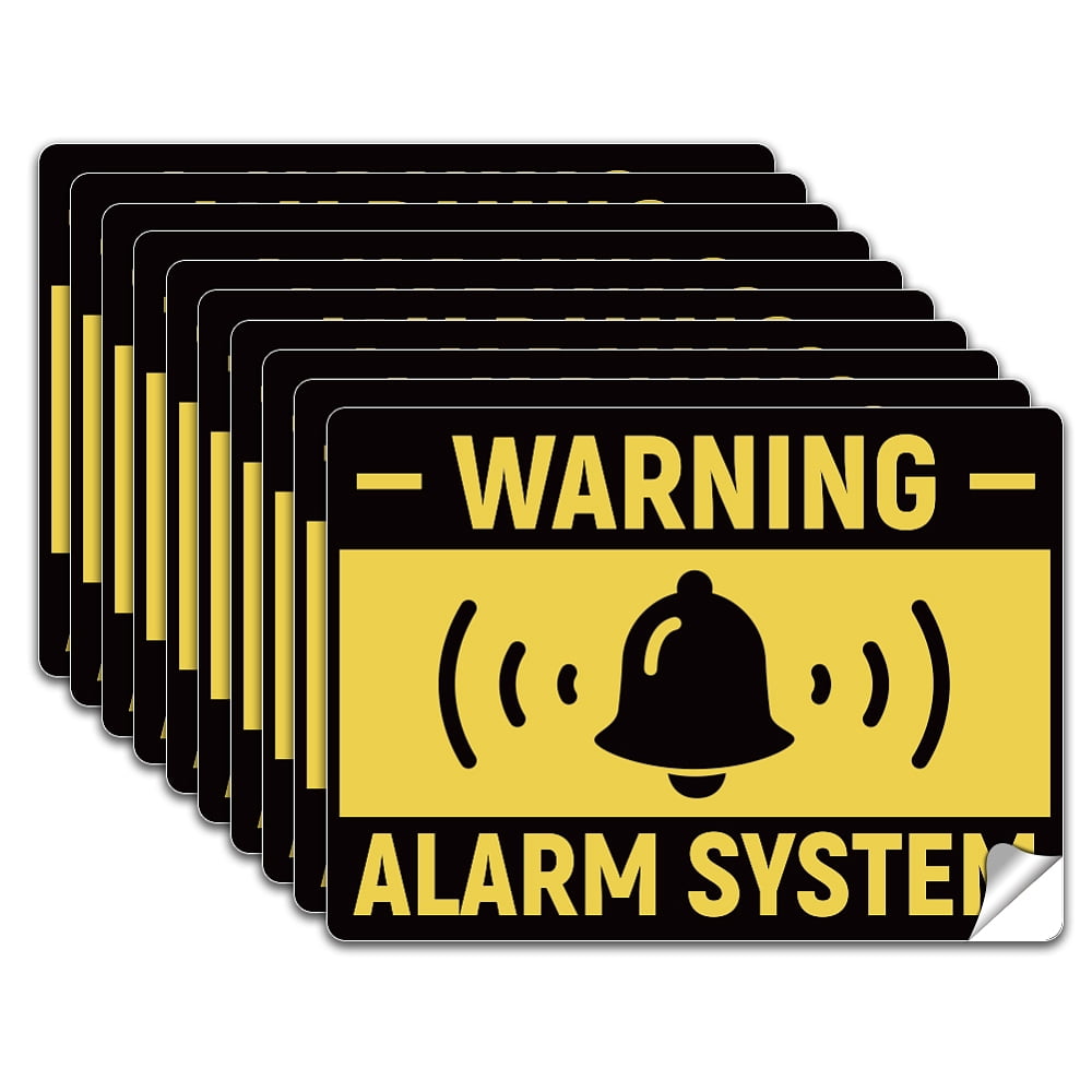 10Pcs Warning Alarm System Sign Sticker PVC Waterproof Intruder Alarm ...