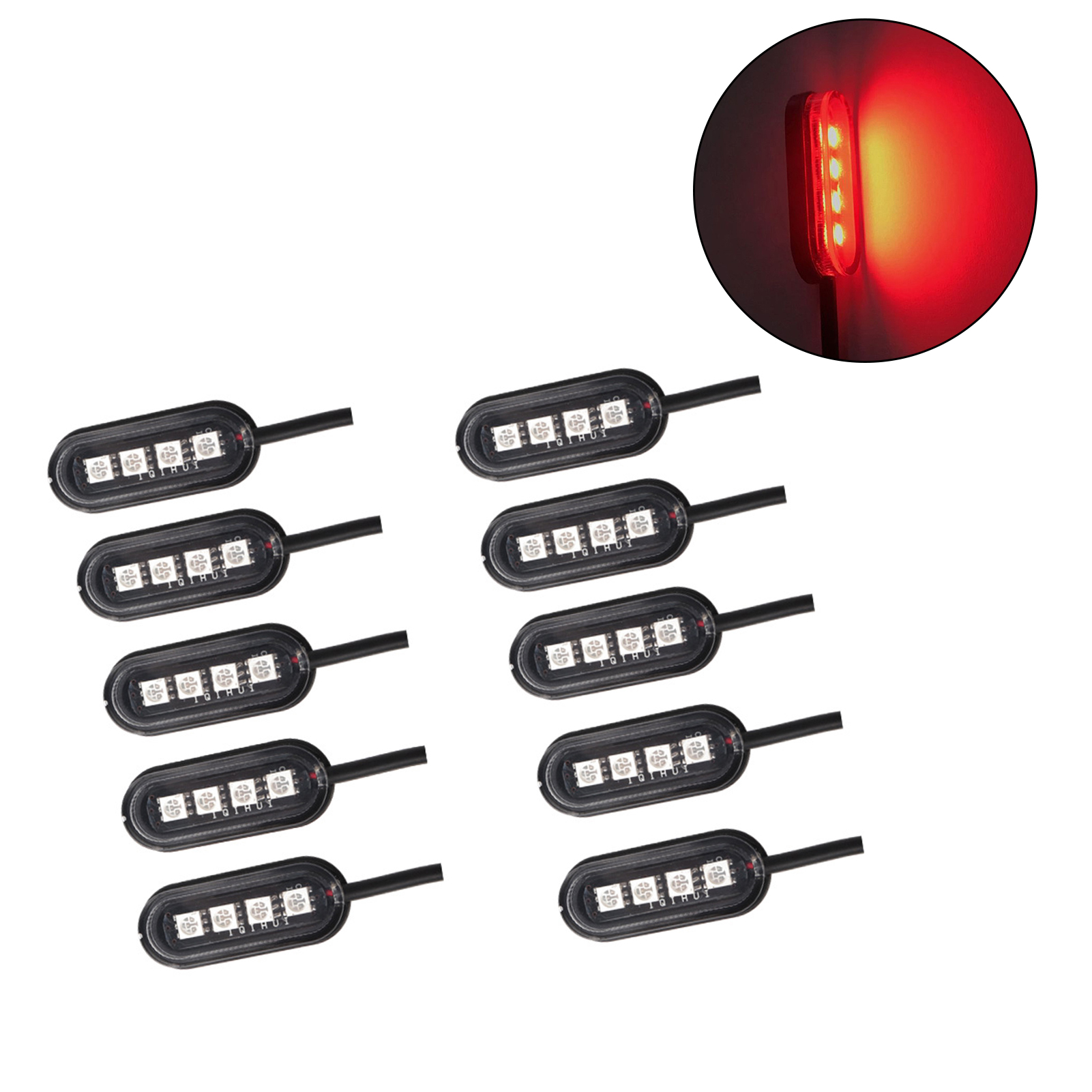 10Pcs Warning Light 4 LEDs Bright Rubber Car Modified Turn Light for ...
