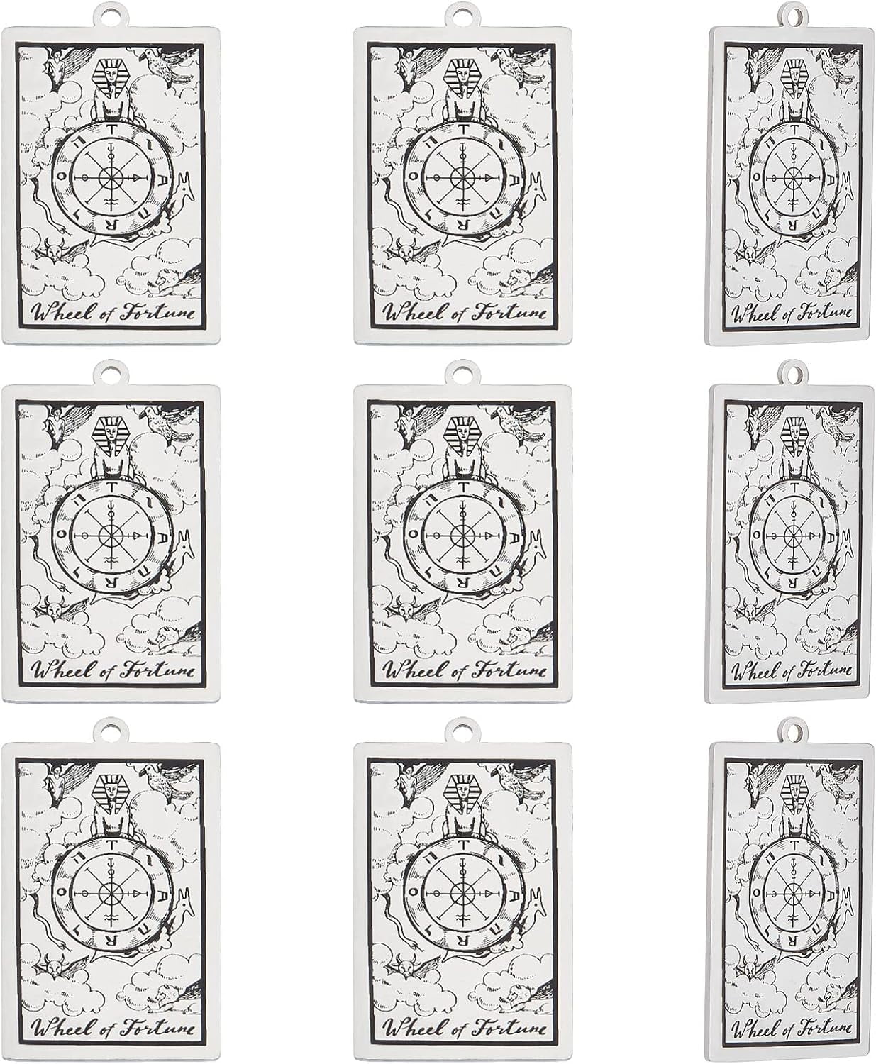 10Pcs Wheel of Fortune Charm Tarot Card Pendants Astrology Divination ...