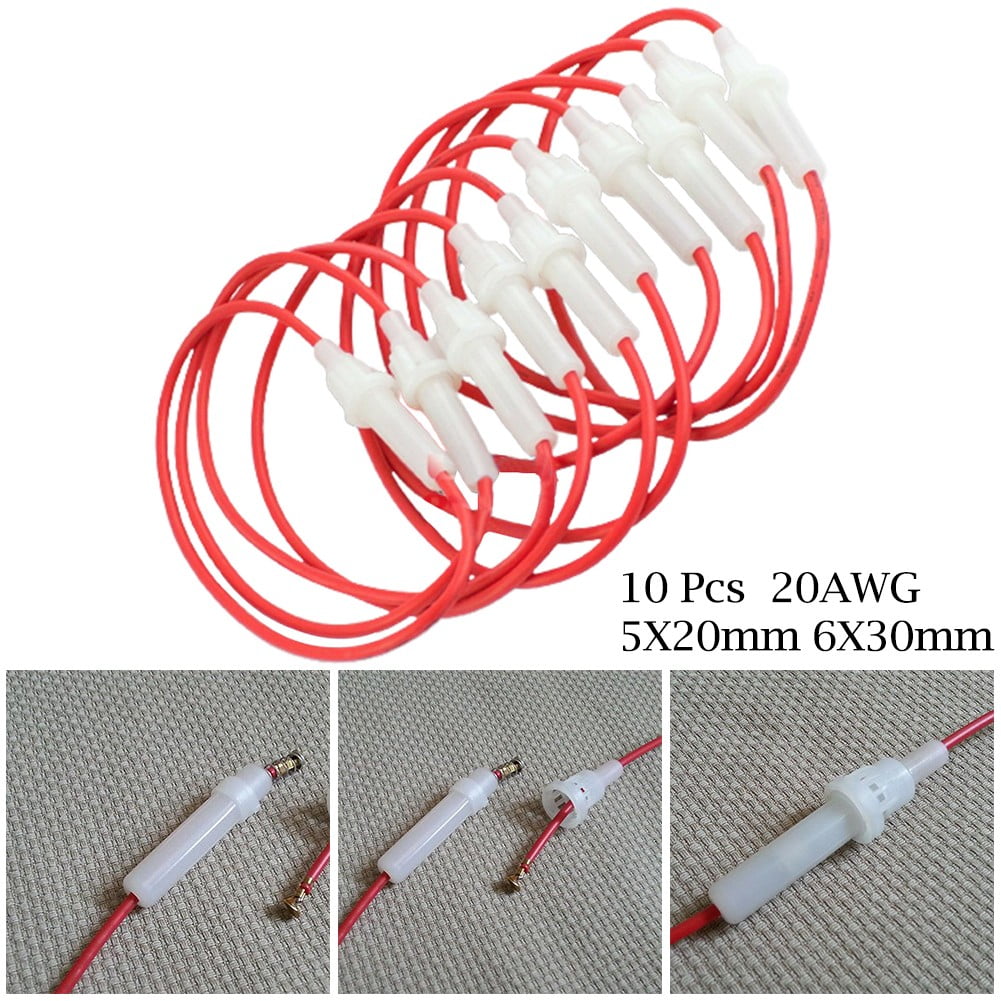 10Pcs White Agc Glass Inline Fuse Holder Quick Connect Cable Socket For ...