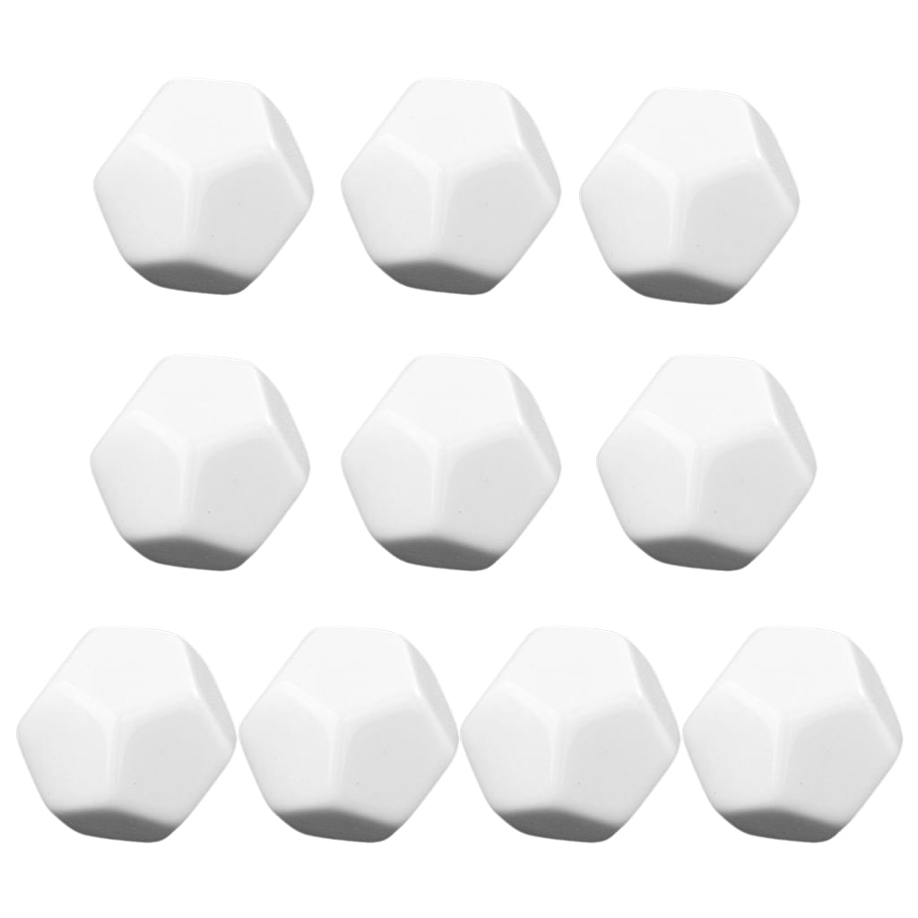10Pcs White Blank D12 Acrylic Dice With Pentagonal Corner For Kid DIY ...