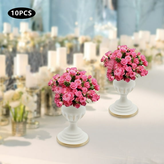 10Pcs White Metal Planter Compote Vase Wedding Centerpiece Trumpet ...