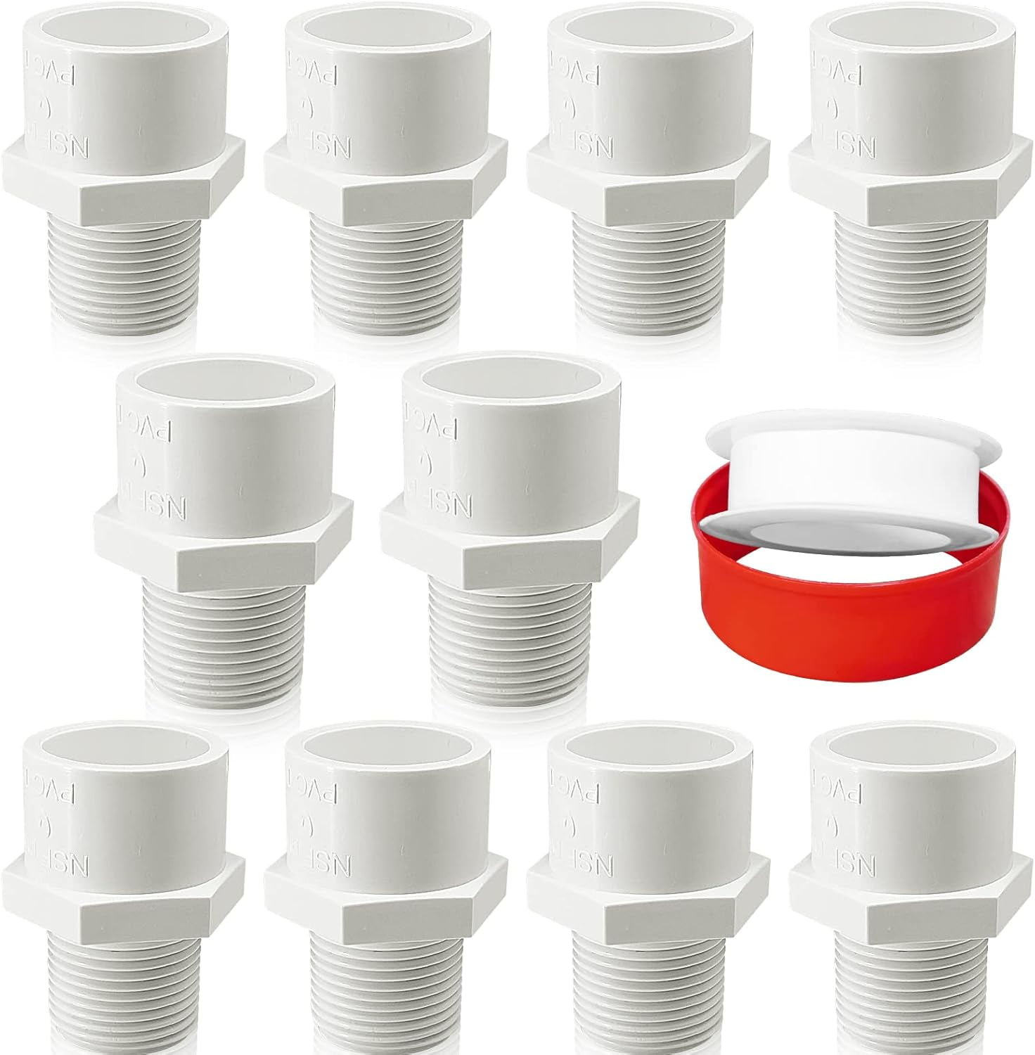 10Pcs White PVC Pipe Fittings, 1inch NPT Male Thread PVC Pipe Fitting ...