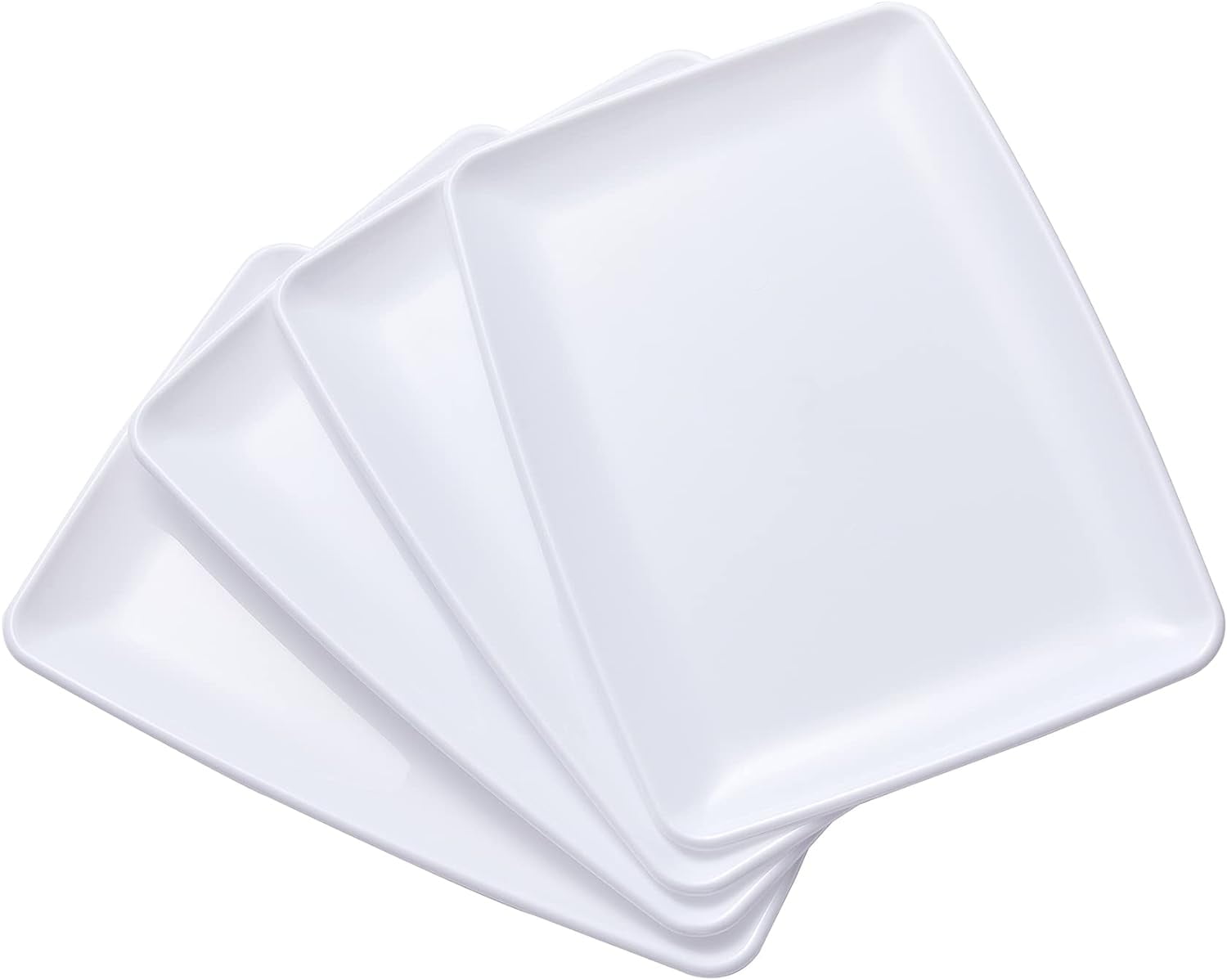 10Pcs White Plastic Serving Trays - 11 x 8 Rectangle Platters with ...