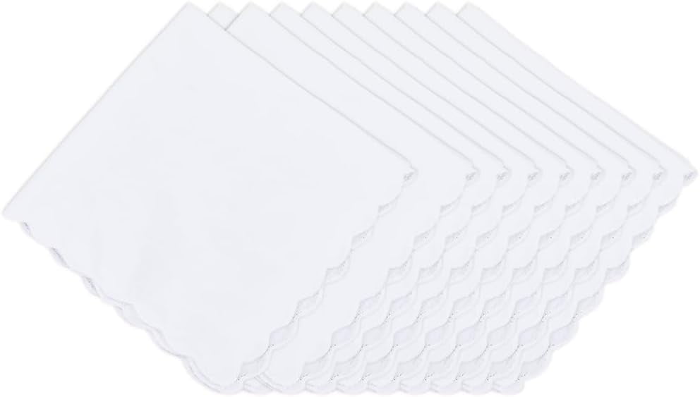 10Pcs White Pure Cotton Handkerchiefs Soft Fabric Pocket Square Towel ...