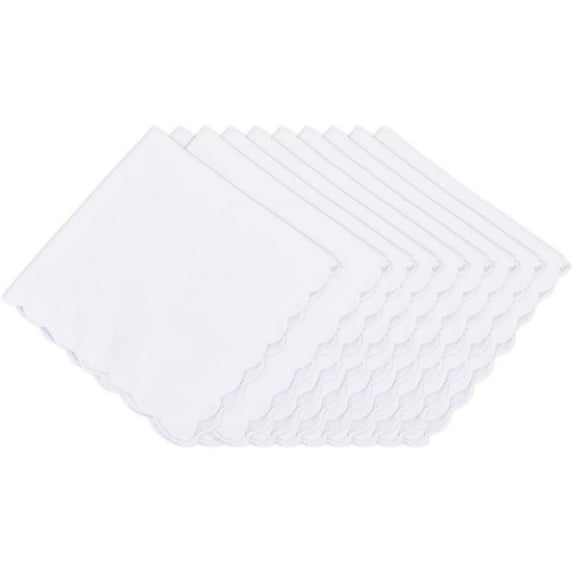10Pcs White Pure Cotton Handkerchiefs Soft Fabric Pocket Square Towel ...