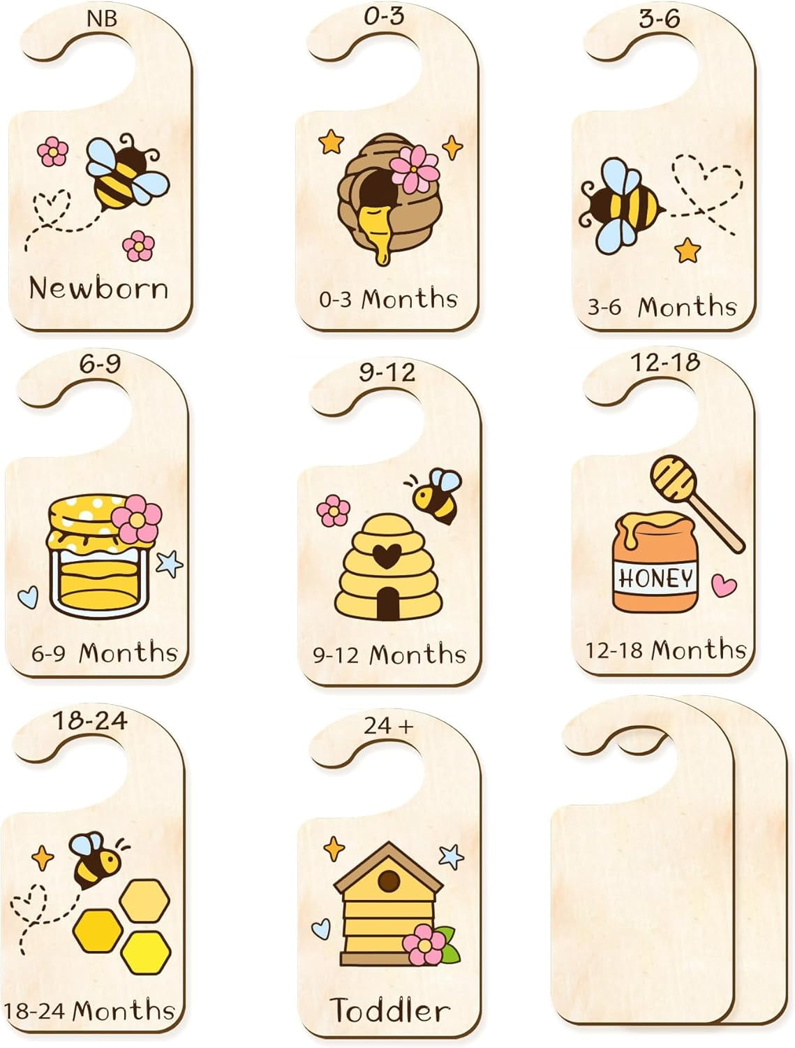 10Pcs Wood Baby Wardrobe Dividers Bees Nursery Decor from Newborn to 36 ...