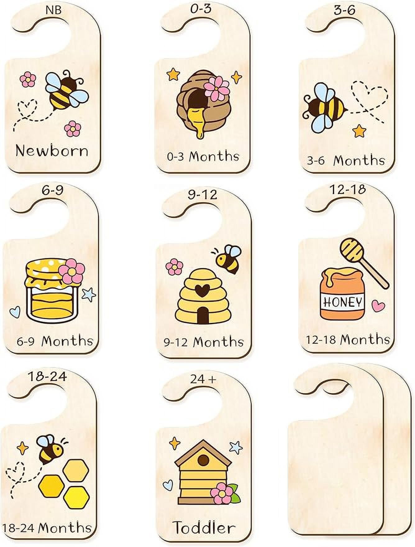 10Pcs Wood Baby Wardrobe Dividers Bees Nursery Decor from Newborn to 36 ...