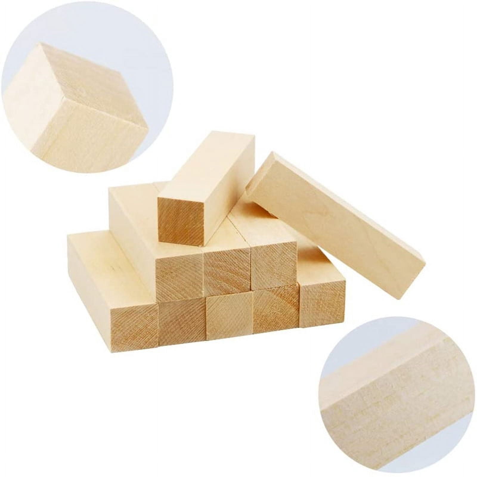 MERRYHAPY 10Pcs Khaki Wood Carving Blocks for DIY Crafts Safe Sturdy ...