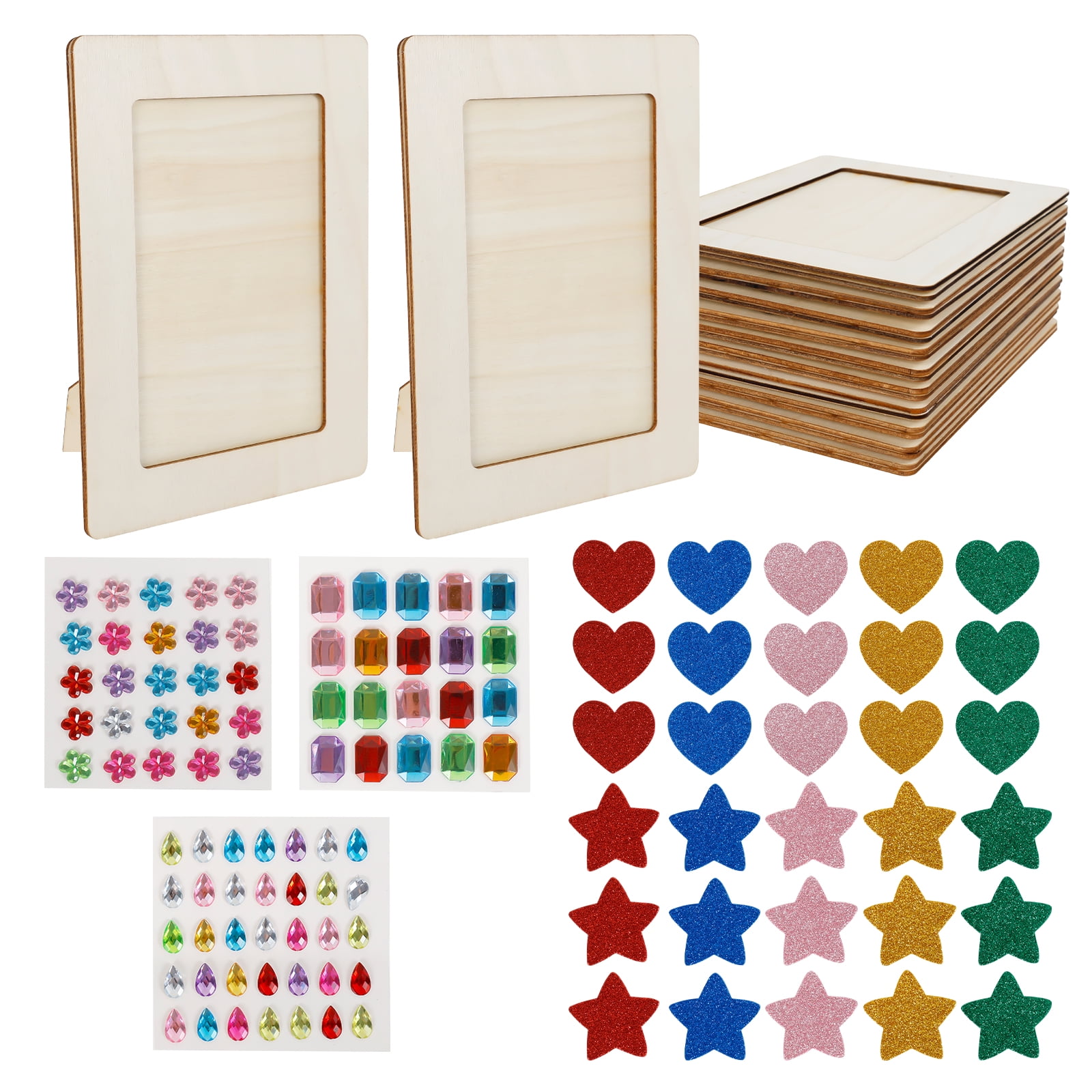 10Pcs Wood Picture Frame Painting Craft Kit Exercise Hand on Skill Rectangle DIY Picture Frame ...