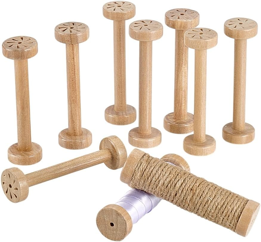 10Pcs Wooden Spools 3.8x1 Inch Empty Wood Thread Spools Sewing Bobbins ...