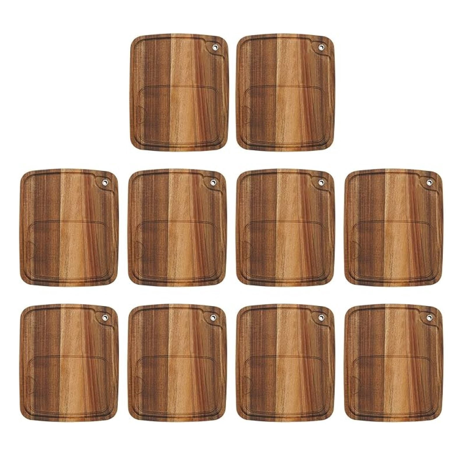 10Pcs Wooden Steak Plate, 13'' x 11'' Wood Serving Tray Steak Board ...