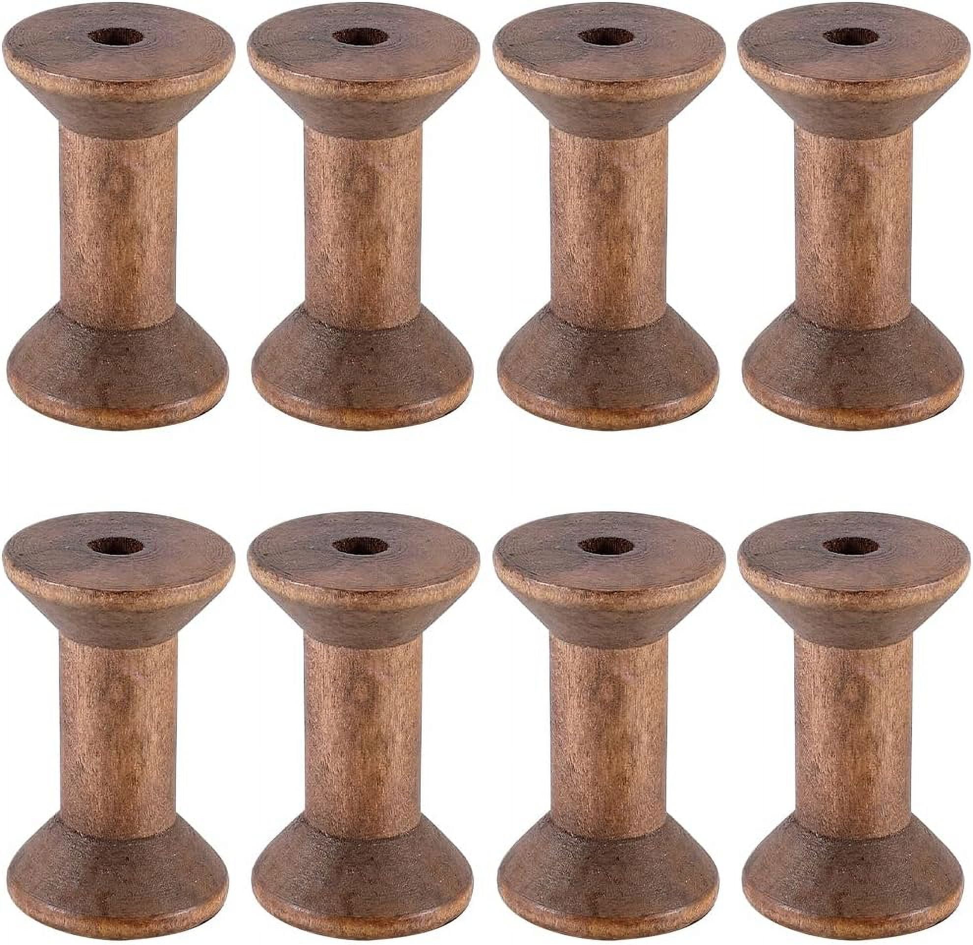 10Pcs Wooden Thread Bobbin Brown Wood Ribbon Spool Bulk Natural ...