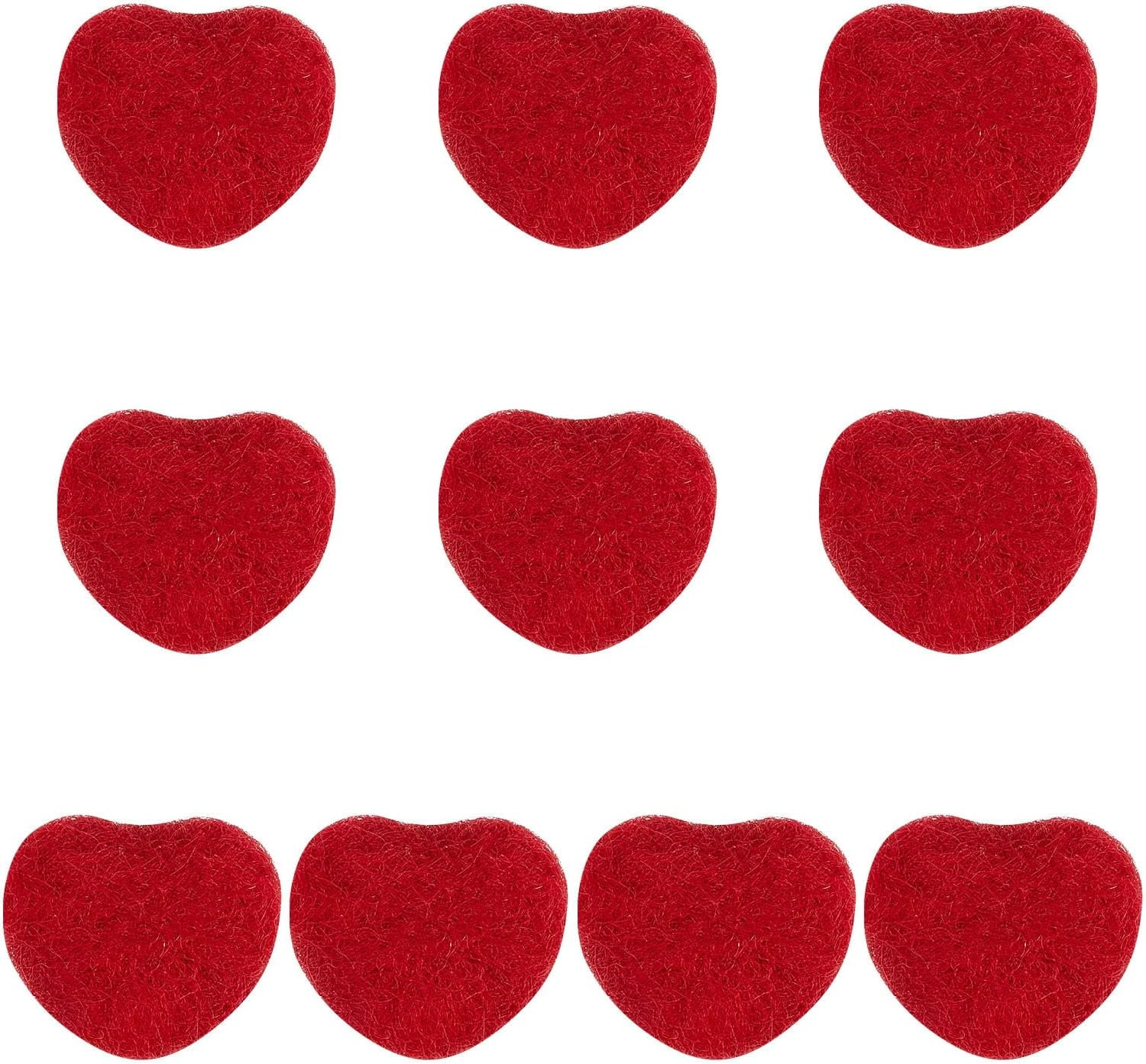 10Pcs Wool Felt Balls Red Heart Shape 100% Natural Wool Felting Ball ...